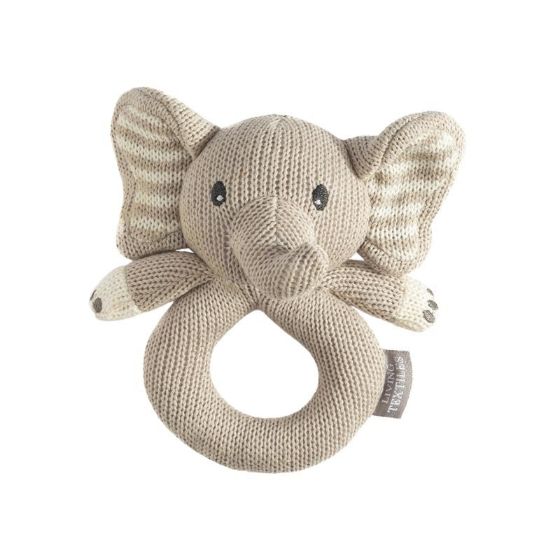 Knitted Ring Rattle - Mason the Elephant - Living Textiles