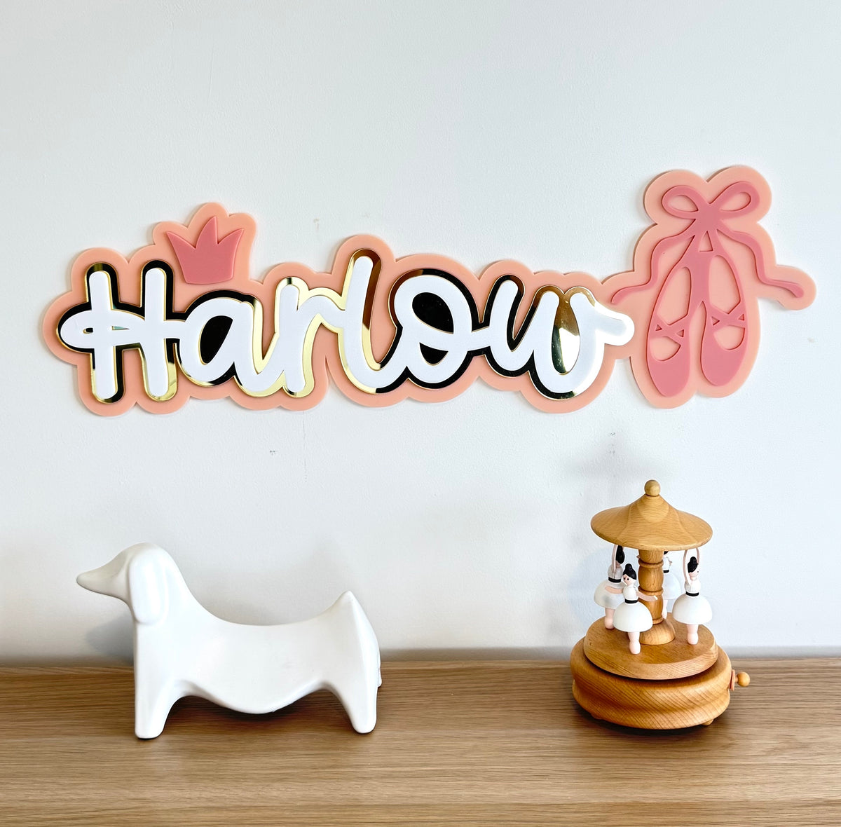 Custom Name Sign Detailed | Layered acrylic name plaque - Ballet - Lum