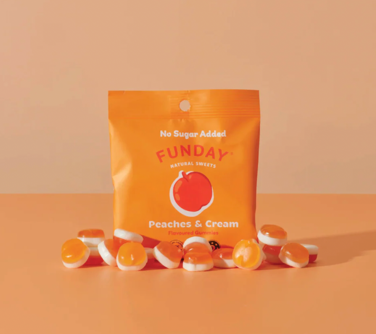 Peaches & Cream Flavoured Gummies 50g - Funday Natural Sweets