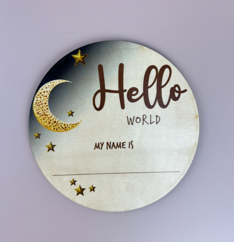 Hello World my name is - Moon & Stars - Announcement Disc - Luma Light ...