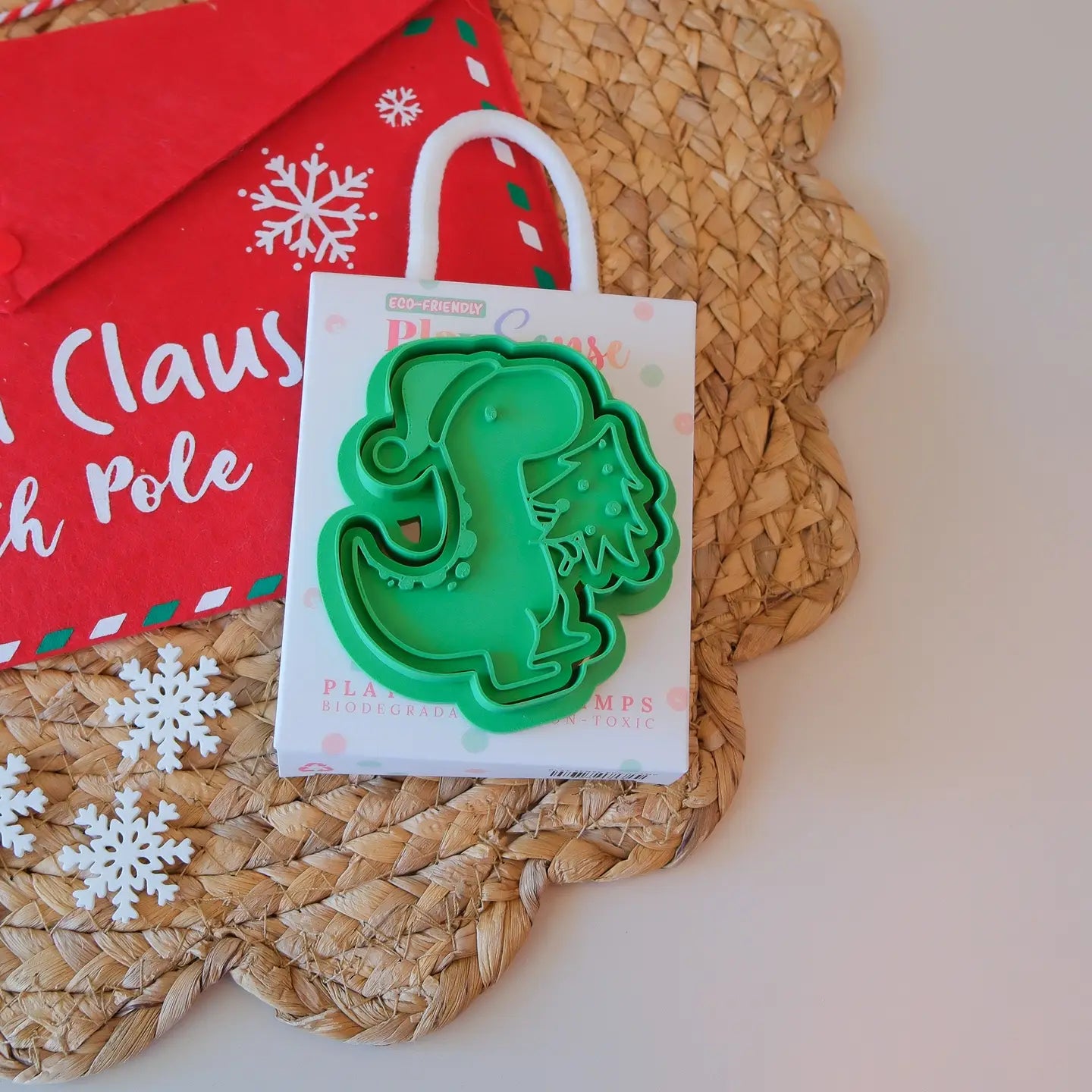 Eco Playdough Stamp | Christmas | Festive T-Rex - Play Sense - DISCOUN